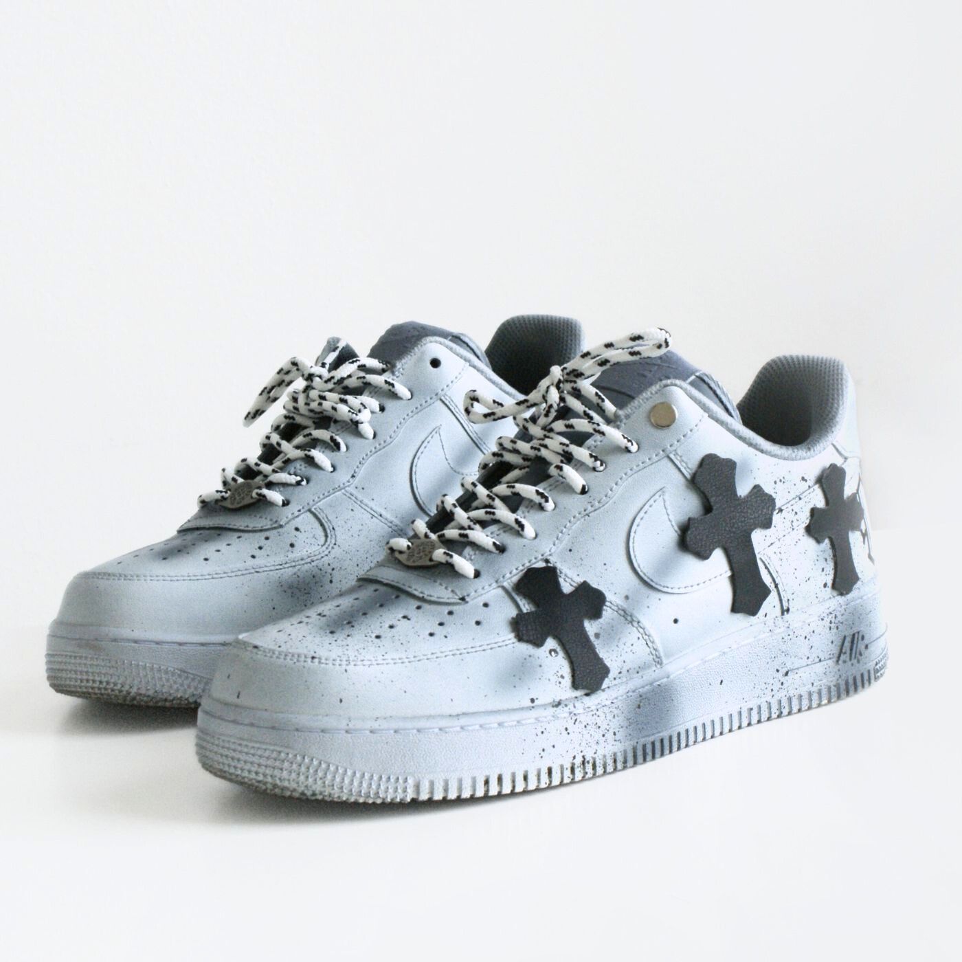 Buy Blue Chrome Hearts' Air Force 1 Sneakers | Drippy Custom