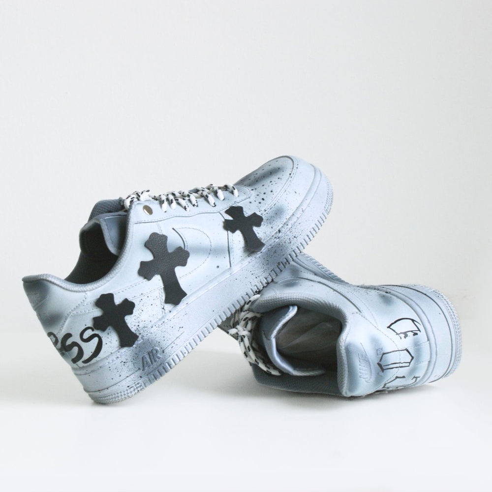 Buy Blue Chrome Hearts' Air Force 1 Sneakers | Drippy Custom