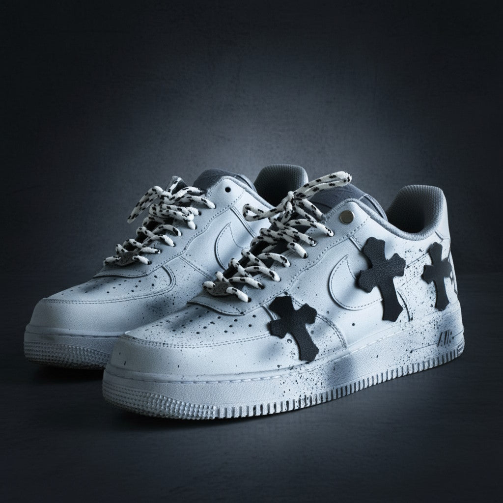 Buy Blue Chrome Hearts' Air Force 1 Sneakers | Drippy Custom
